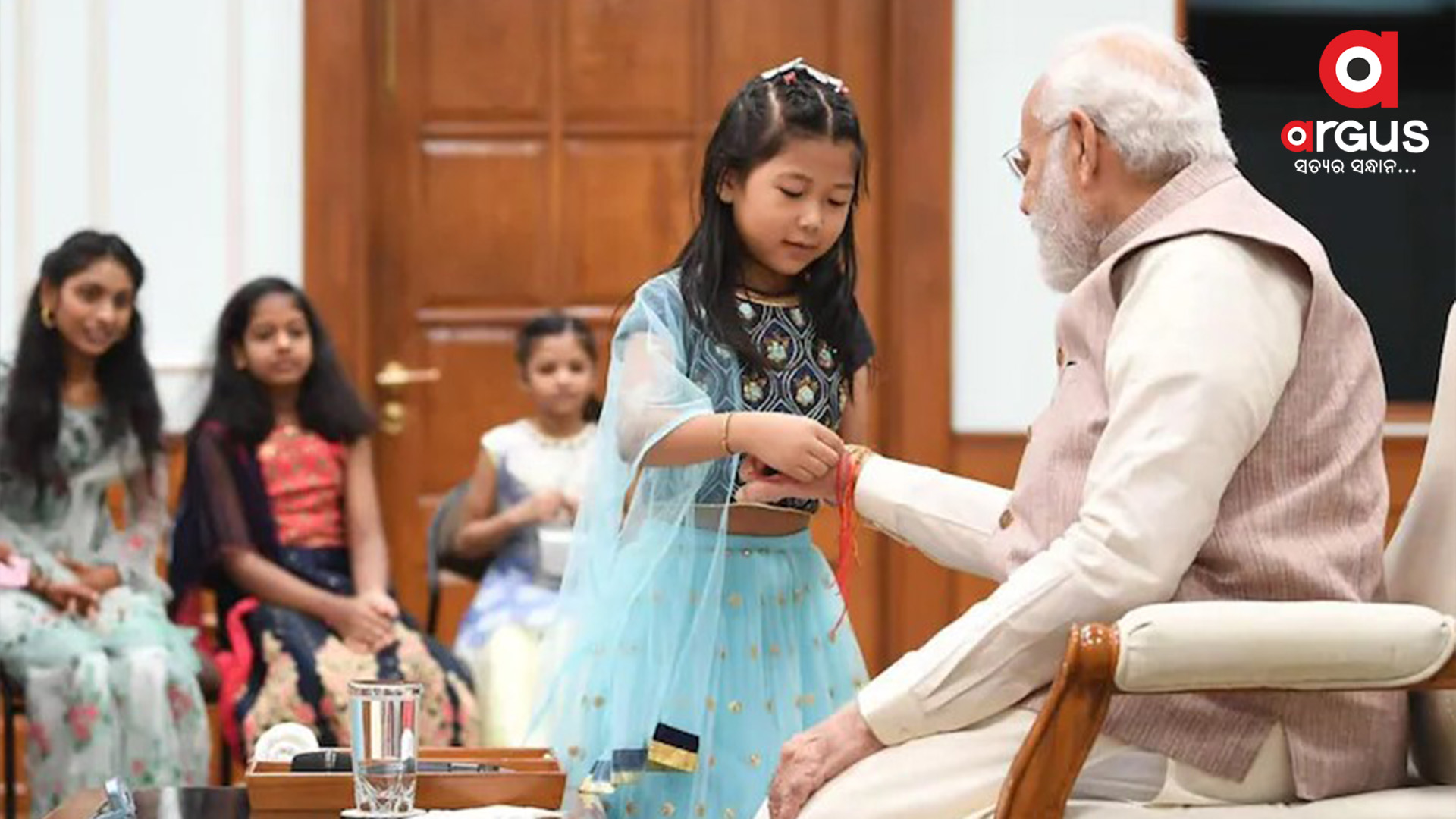 PM Modi celebrates Raksha Bandhan with daughters of PMO staff